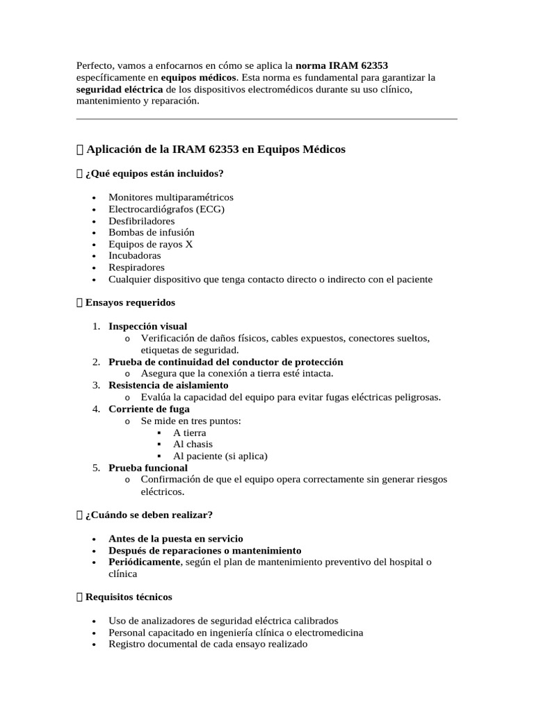 Aplicación de IRAM 62353 en Equipos Médicos | PDF