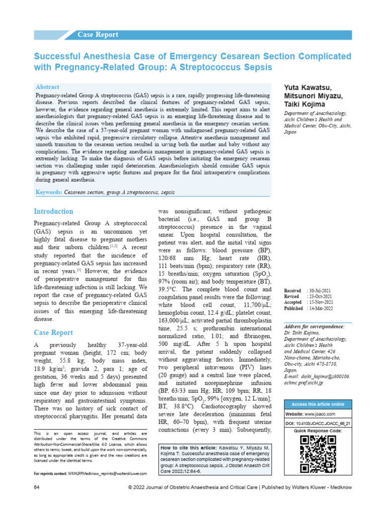 Successful Anesthesia Case of Emergency Cesarean.13 | PDF | Sepsis ...