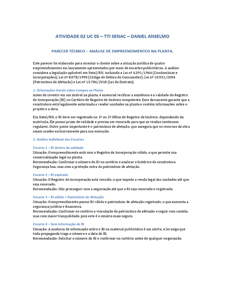 Atividade 02 Uc5 - Daniel Anselmo | PDF | Estatuto