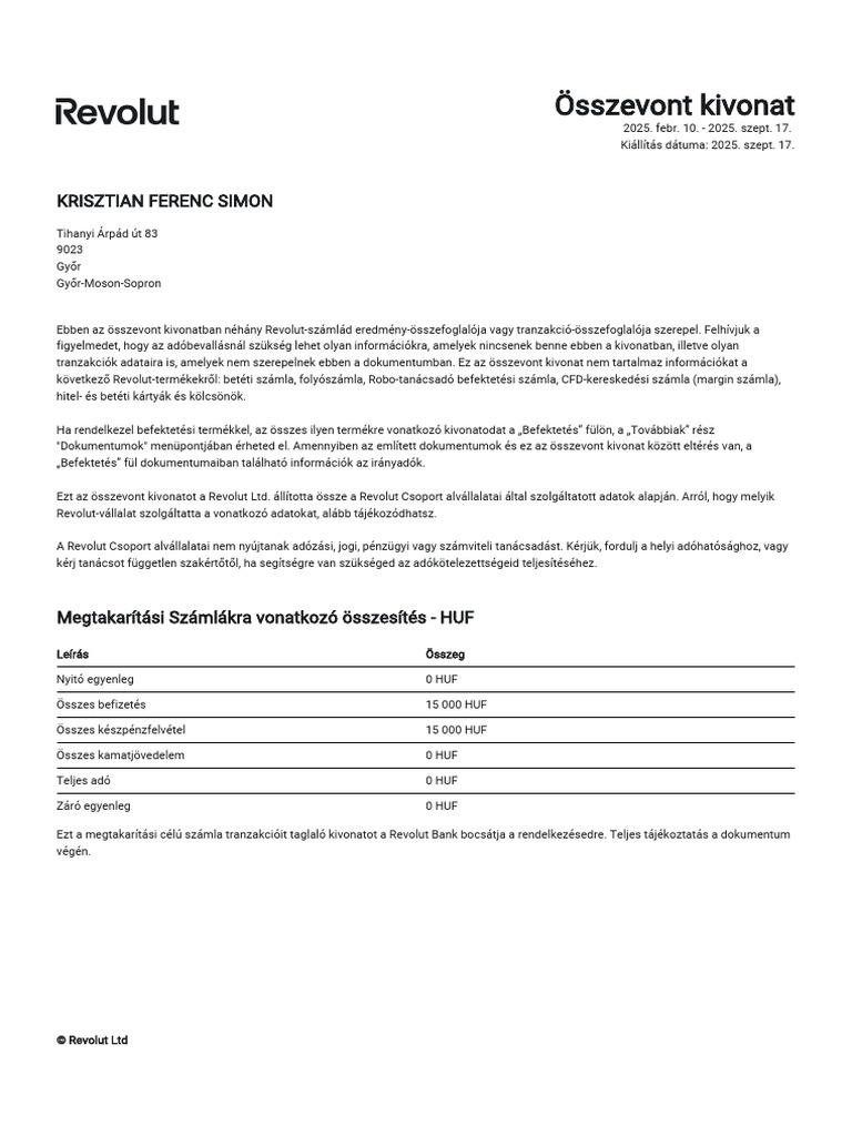 Consolidated - Statement - 2025 02 10 - 2025 09 17 | PDF