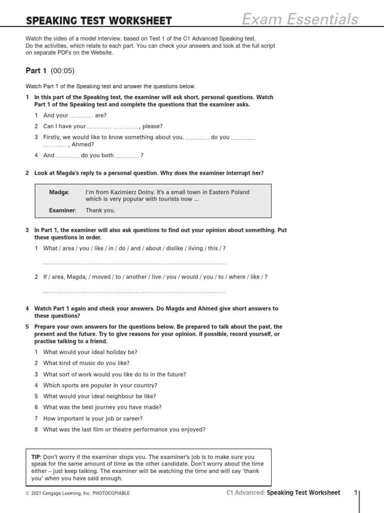 C1 Advanced Speaking Test Guide | PDF | Clown