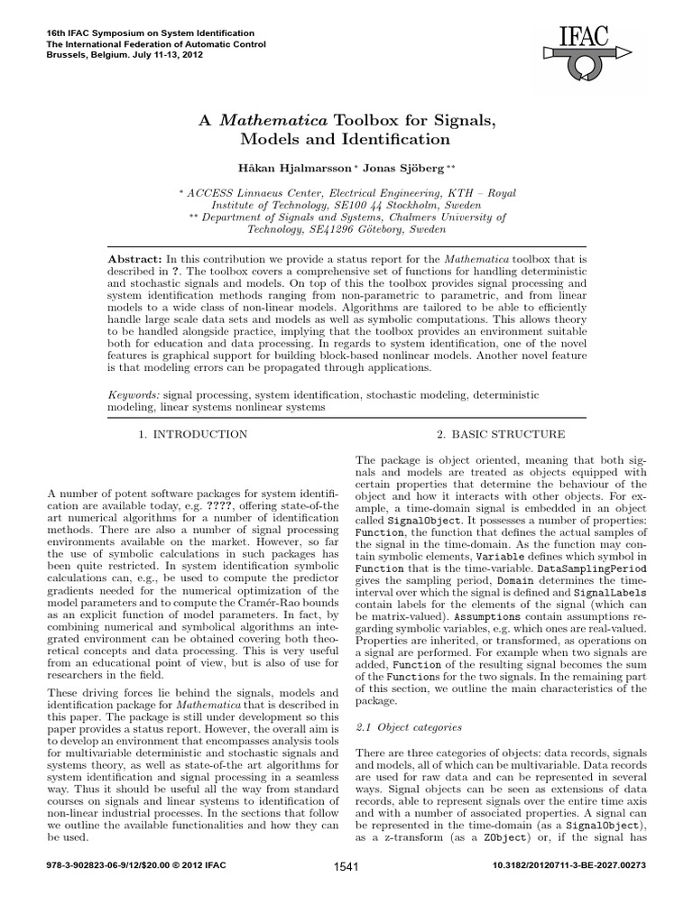 Mathematica Toolbox for Signal Processing | PDF | Spectral Density ...