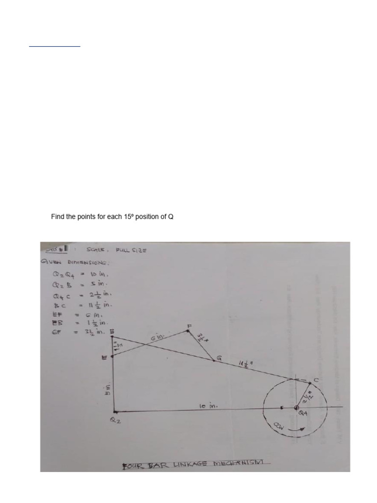 Four-Bar Linkage Mechanism Exercise | PDF