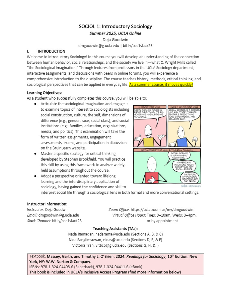 Intro to Sociology Course - UCLA Summer 2025 | PDF | Sociology ...