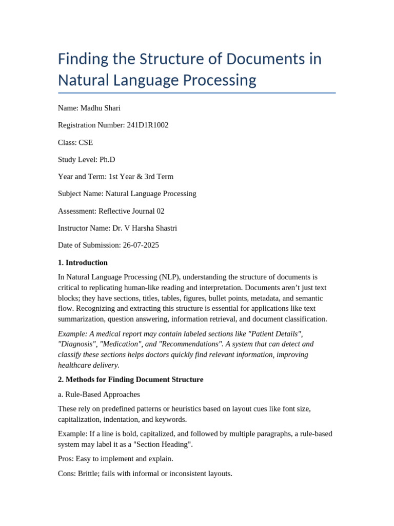Document Structure in NLP Techniques | PDF | Deep Learning | Annotation