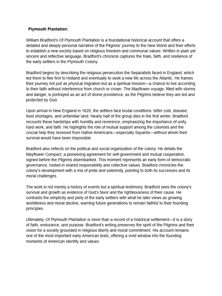 William Bradford's of Plymouth PlantationWA0001. | PDF | Plymouth Colony