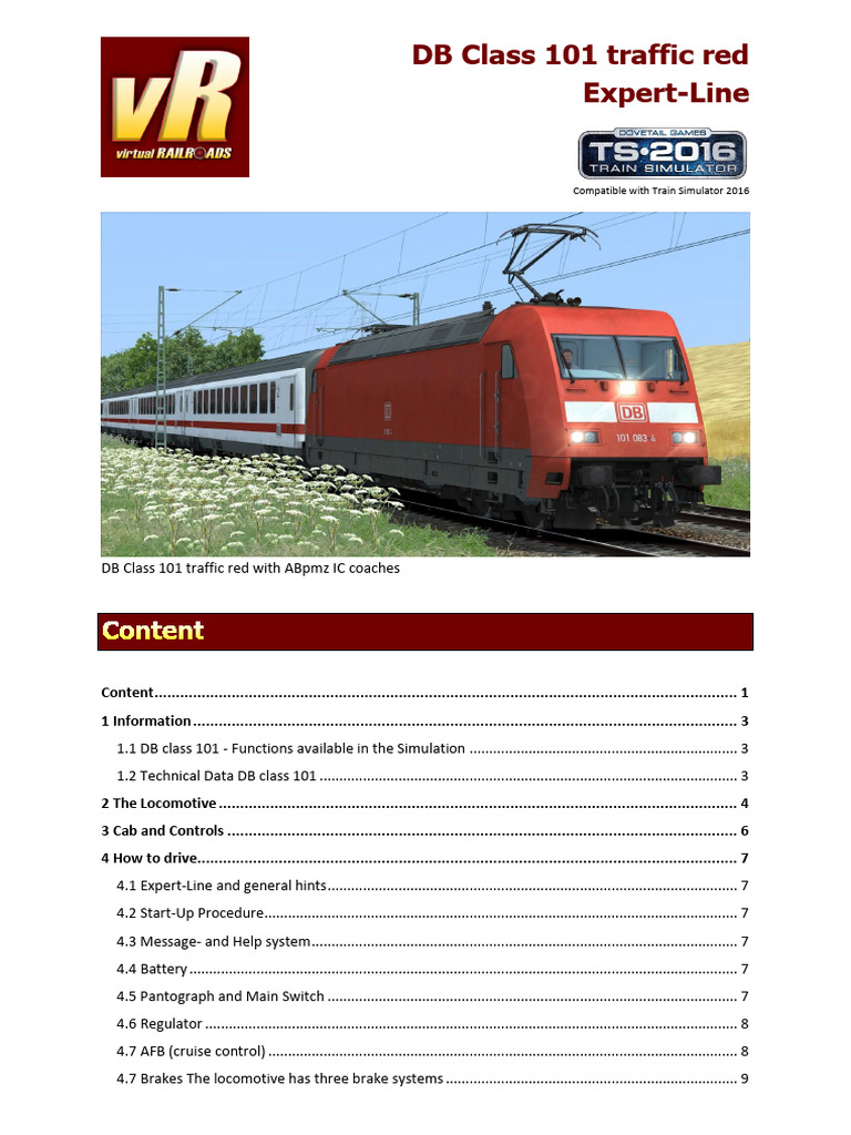 DB Class 101 Simulation Guide | PDF | Train | Locomotives