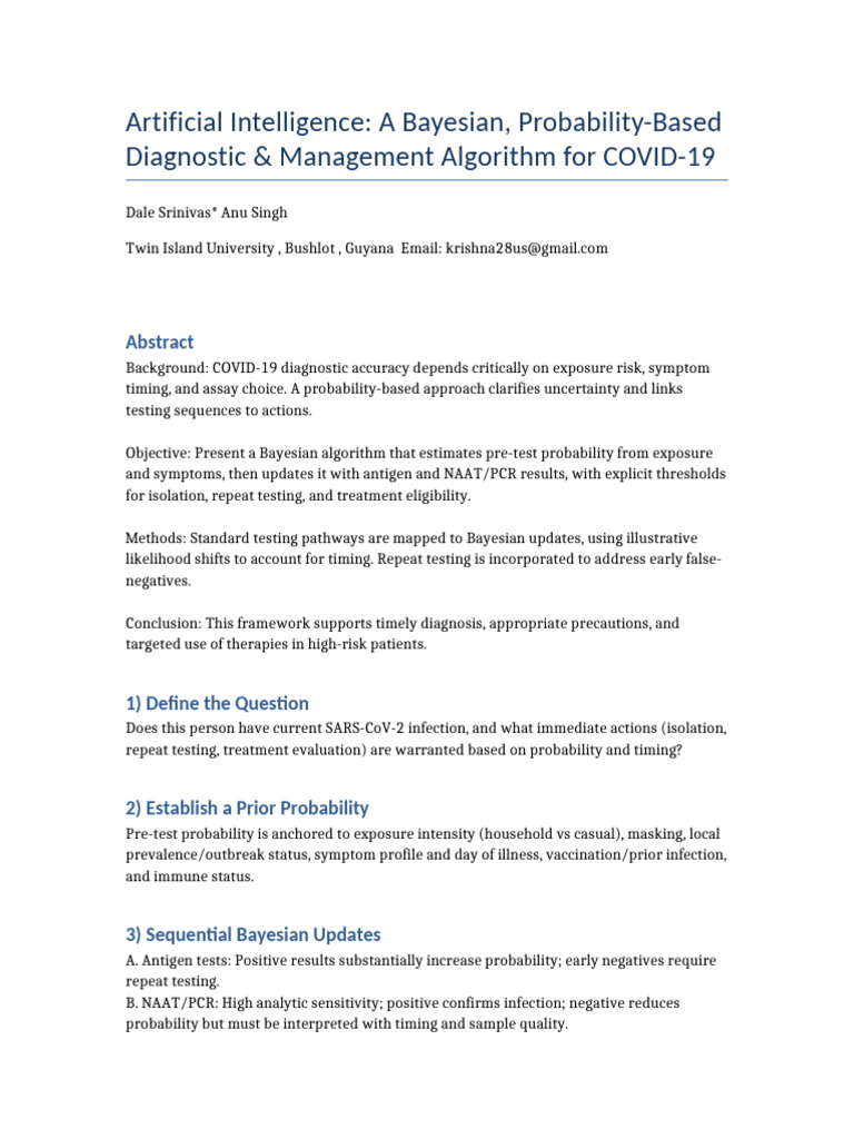 Covid Bayesian Algorithm Dale | PDF | Infection | Bayesian Inference