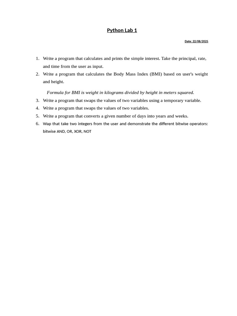 Python Lab 1 | PDF
