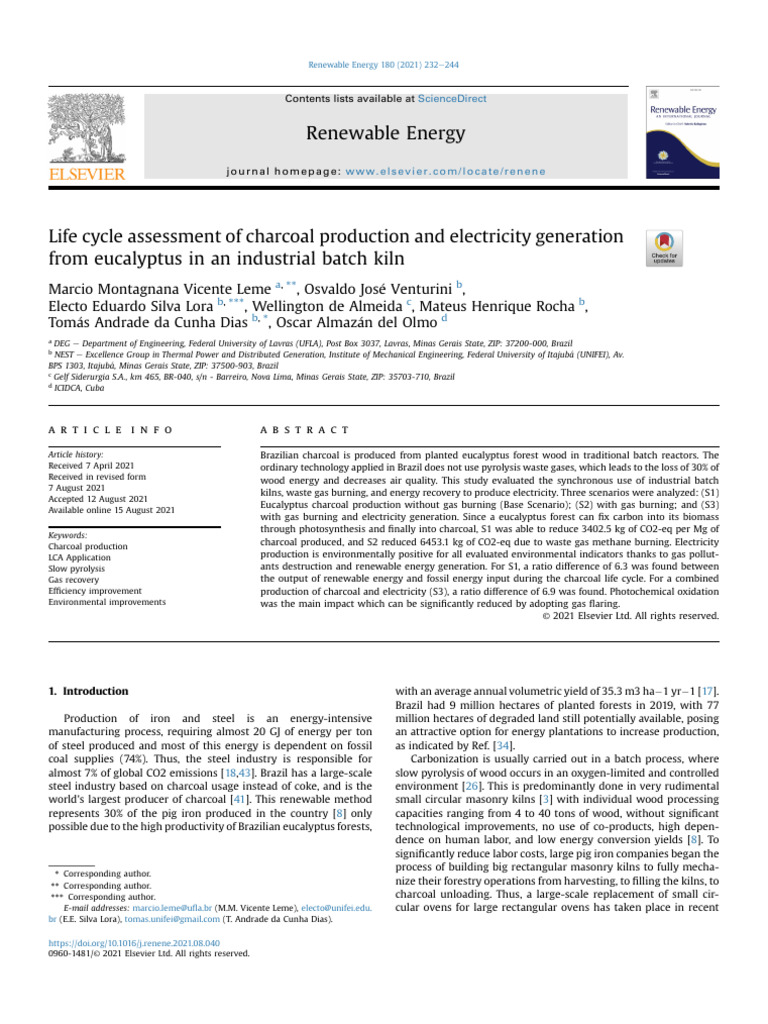 Life Cycle Assessment of Charcoal Production and Electricity Generation ...