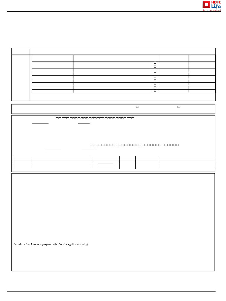 HDFC Life Group Health Shield Member Information Form DOGH | PDF ...