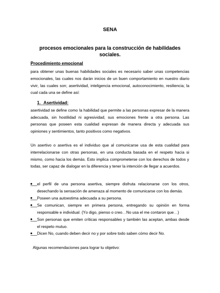 Habilidades Sociales y Procesos Emocionales | PDF | Las emociones ...
