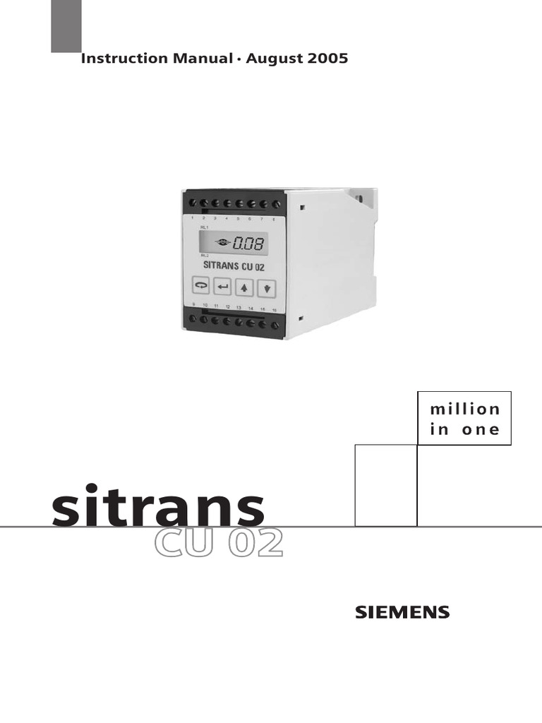 SITRANS CU 02 Instruction Manual | PDF | Relay | Switch