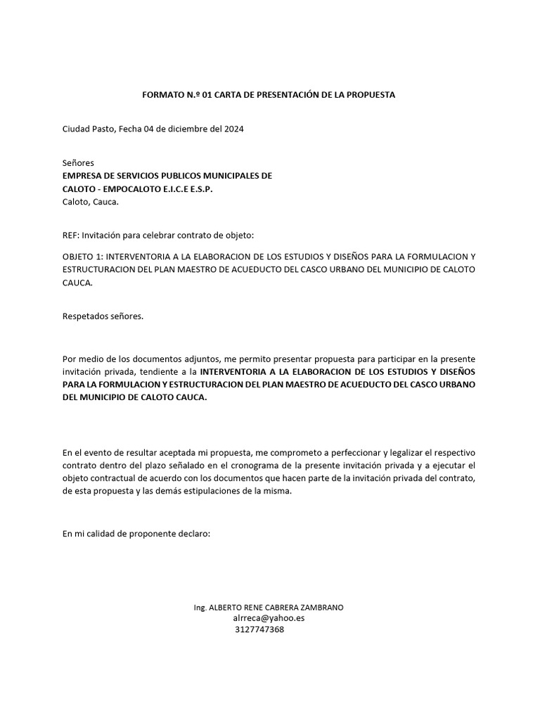 Interventoria Ing. Rene Cabrera | PDF