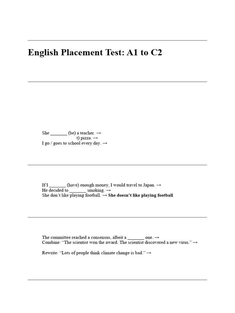 English Placement Test | PDF | Vocabulary