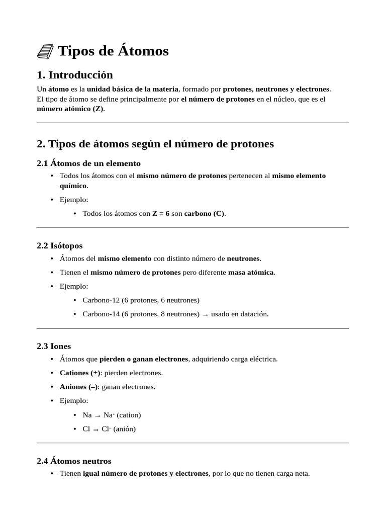 Atomos Tipos 4 Eso | PDF