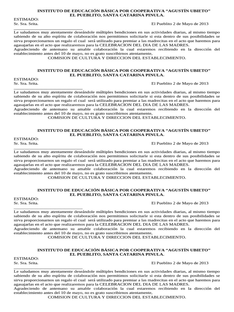 Nota Dia de Las Madres | PDF