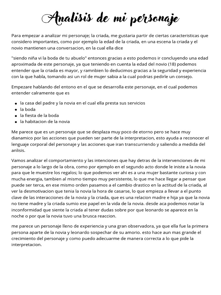 Analisis de Mi Personaje | PDF
