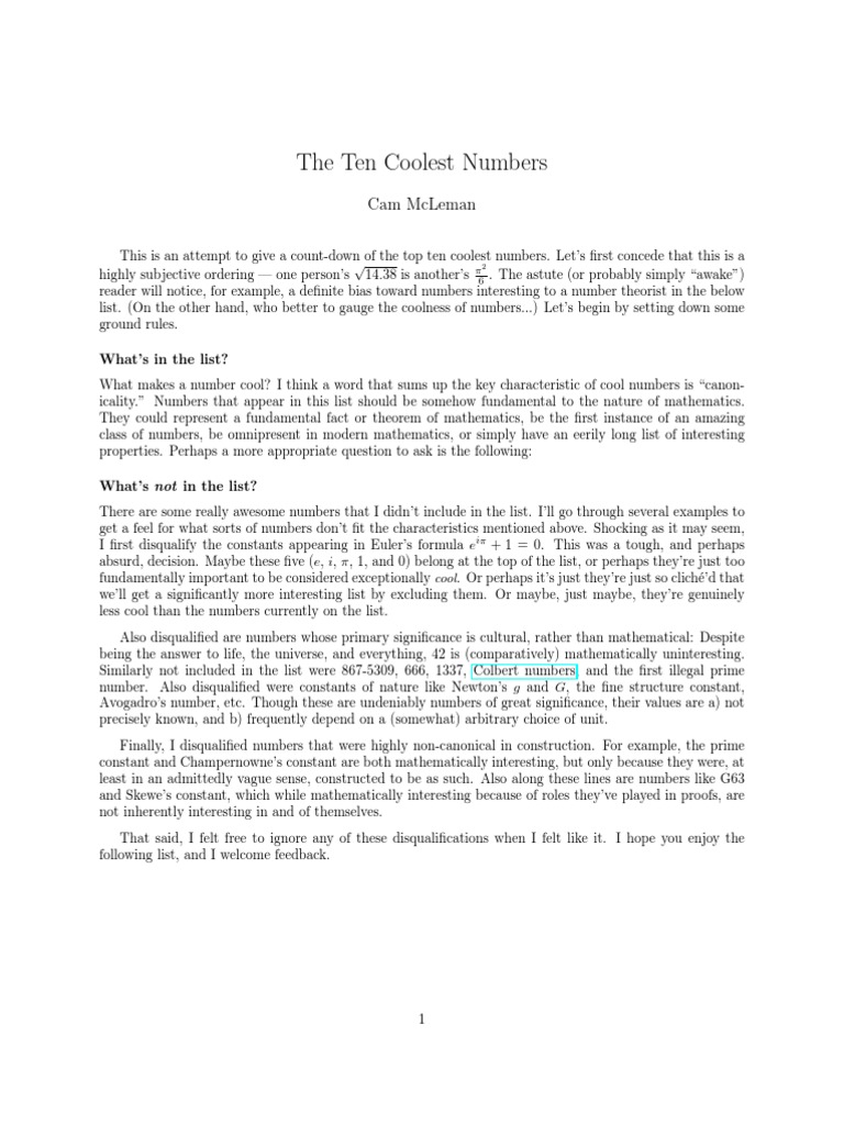 10 Coolest Numbers | Download Free PDF | Prime Number | Factorization