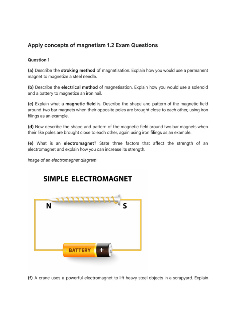 Apply Concepts of Magnetism 1.2 Exam Questions | PDF
