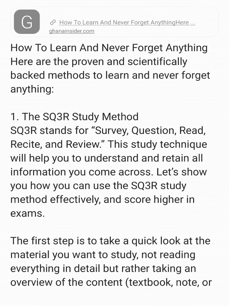 How To Learn and Never Forget | PDF