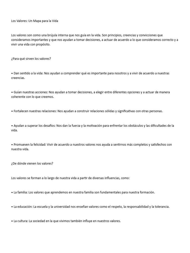 Importancia de los Valores en la Vida | PDF