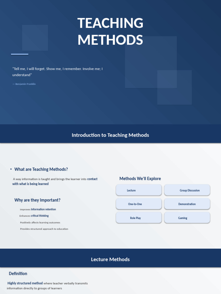 Effective Teaching Methods Overview Pdf Learning Teaching Method