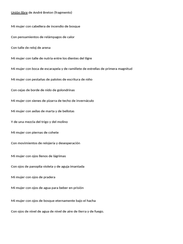 Unión Libre de André Breton | PDF