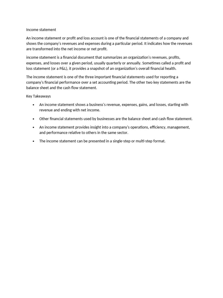 Income Statement | PDF