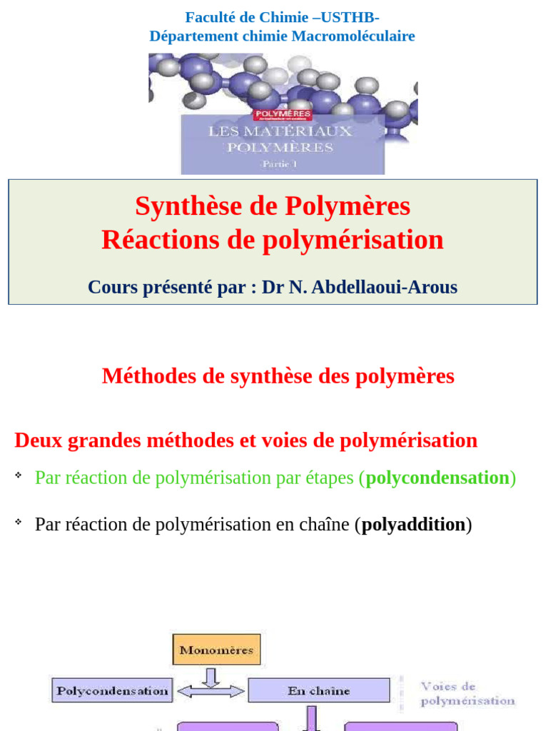 Synthèse et Réactions de Polymères | PDF | Catalyse | Polymère