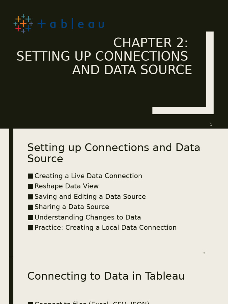 Chapter 2 - Setting Up Connections and Data Source | PDF
