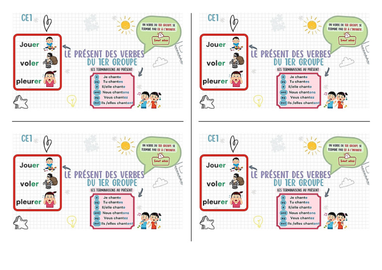 Le Présent Des Verbes Du 1er Groupe | PDF