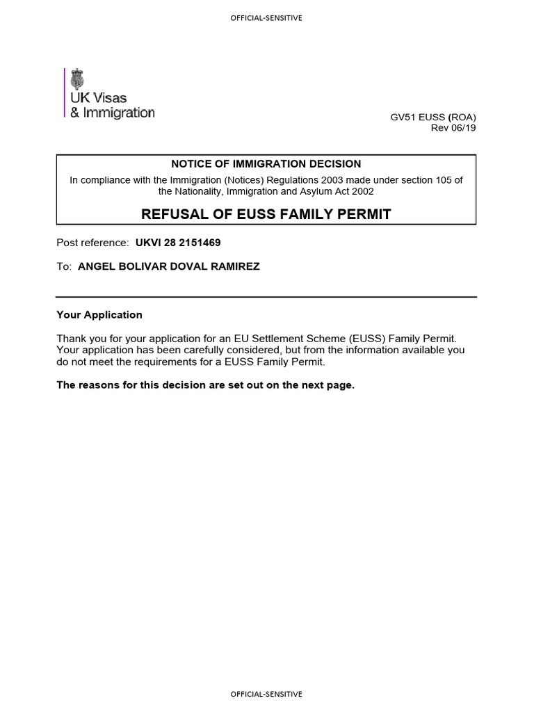 GWF083809640 Refusal Letter2025-09-02 | PDF | Justice | Crime & Violence