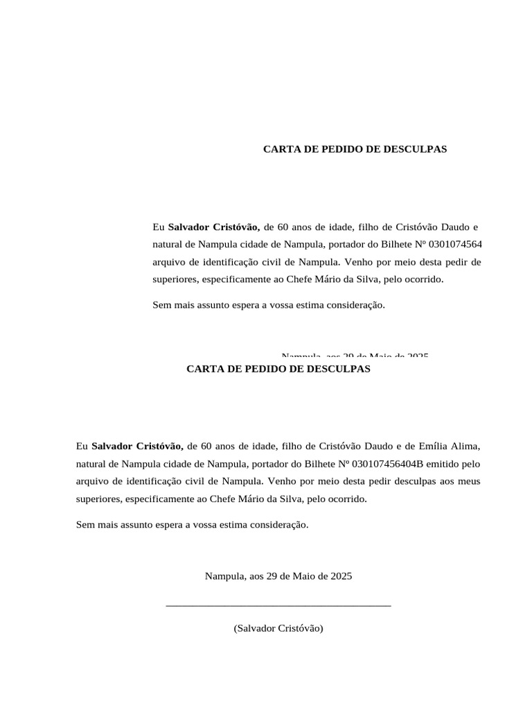 Carta de FIPAG | PDF