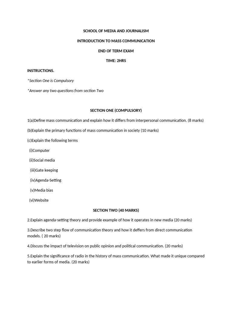 Introduction To Mass Communication | PDF