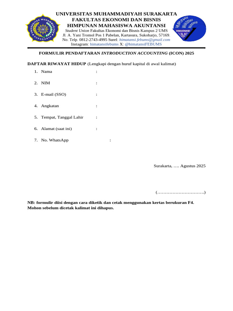 2. Formulir Pendaftaran ICON 2025 (1) | PDF