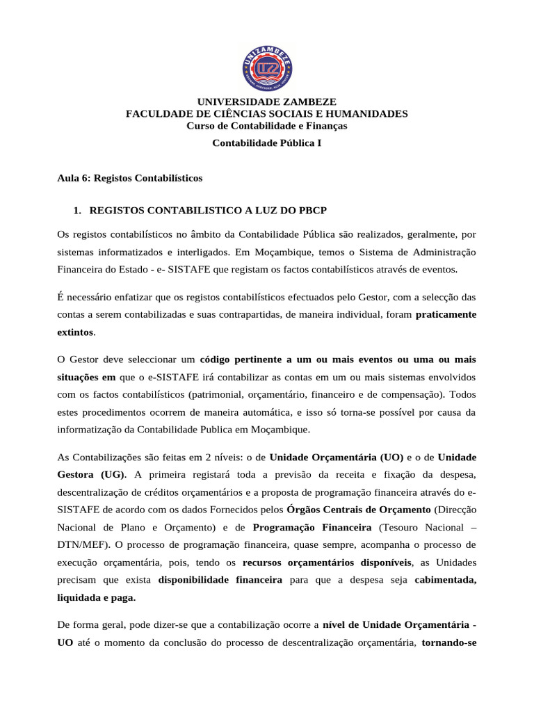 Registros Contabilísticos na Contabilidade Pública | PDF | Orçamento ...