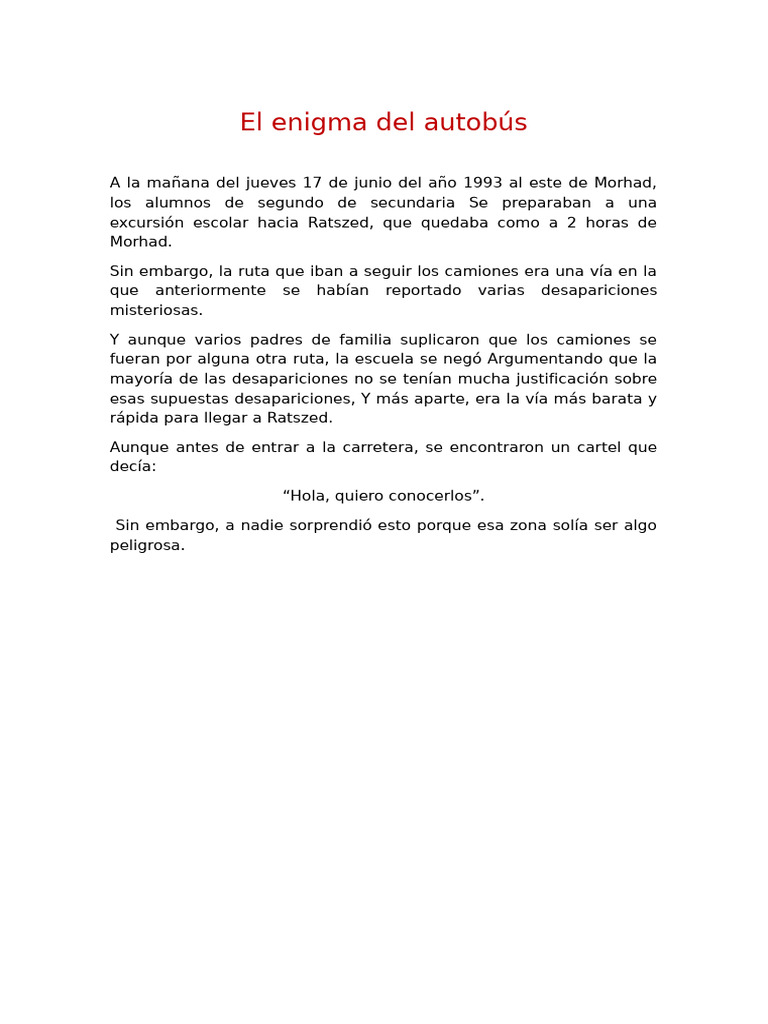 El Enigma Del Autobús | PDF