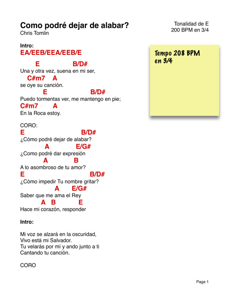 Como Podré Dejar de Alabar - 3 | PDF