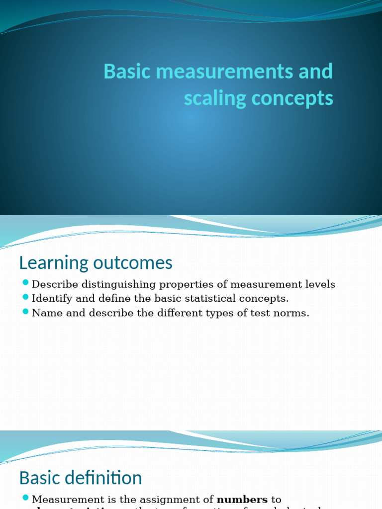Basic Measurement and Statistical Concepts | PDF | Level Of Measurement | Standard Score