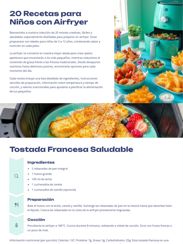 Recetas Saludables para Niños en Airfryer | PDF | Cocinando | Panes