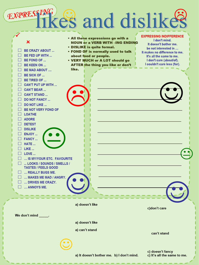 English Expressions of Likes and Dislikes | PDF