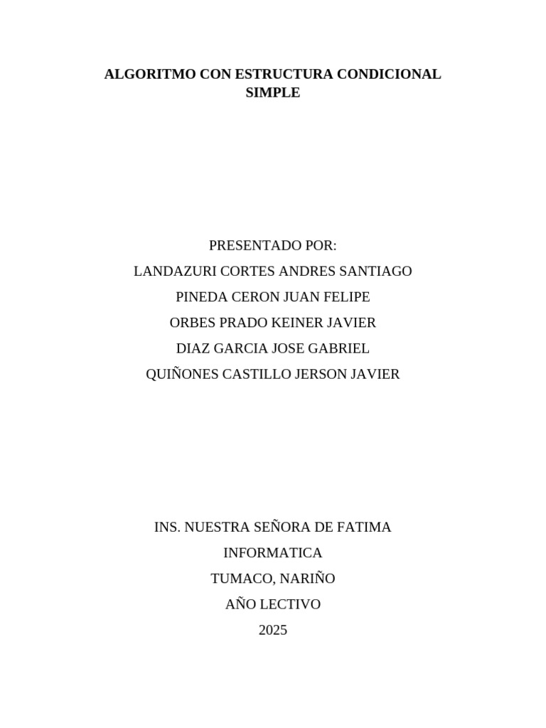 Algoritmo con Estructura Condicional Simple | PDF | Algoritmos ...
