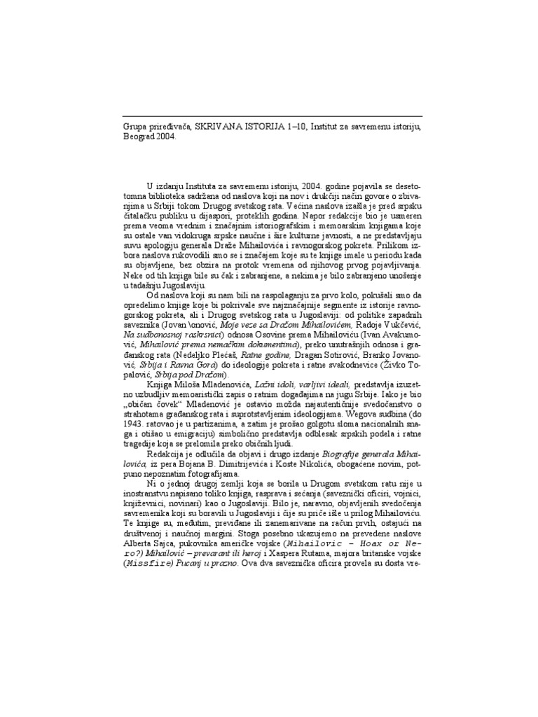 Bojan Dimitrijevic I Kosta Nikolic - Skrivana Istorija | PDF