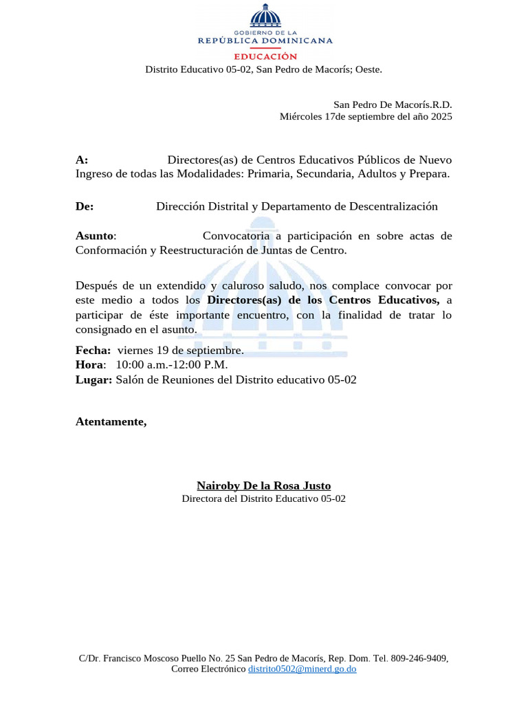 Convocatoria a Directores de Centros Educativos | PDF