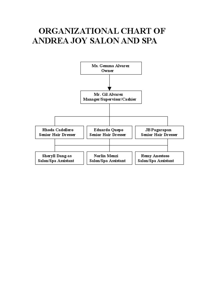 Organizational Chart of Andrea Joy Salon and Spa | PDF