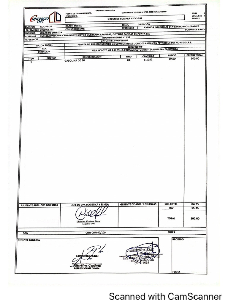 Orden de Compra N°oc-00207 - Consorcio - 02072023 | PDF