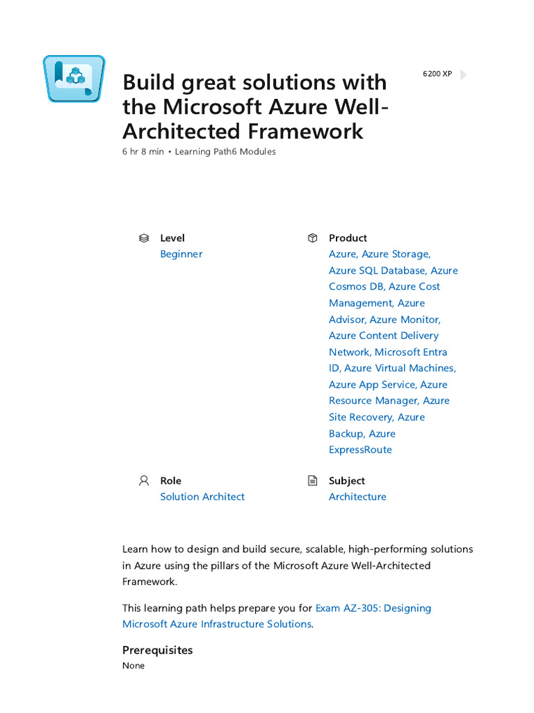 Build Great Solutions With The Microsoft Azure Well-Architected Framework | PDF | Microsoft ...