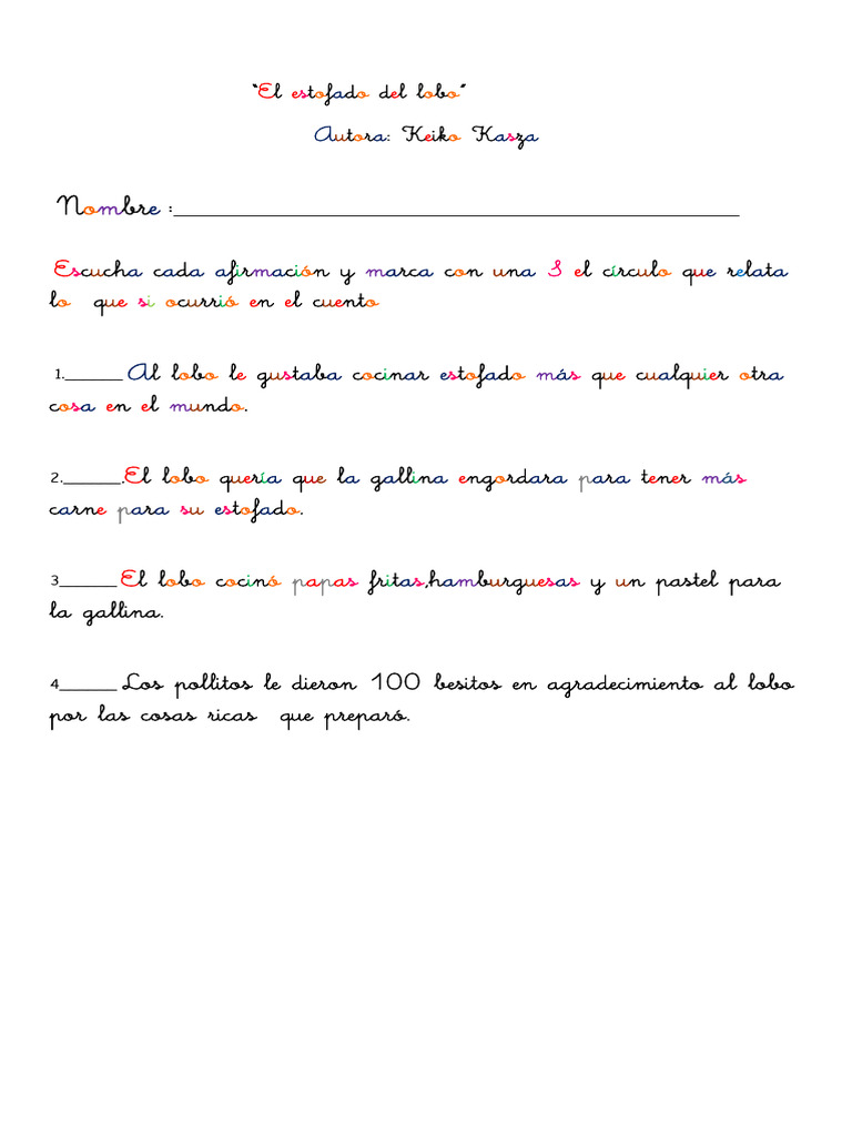 Evaluacion El Estofado Del Lobo VPDF | PDF