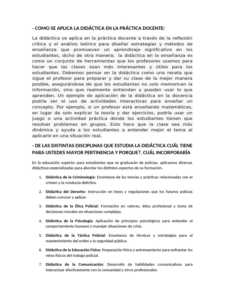 Como Se Aplica La Didáctica en La Práctica Docente | PDF | Maestros ...